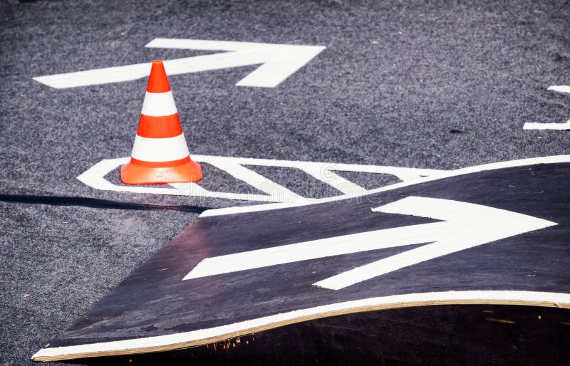 Arrow sign stock photo. Image of painted, line, barrier - 58852840