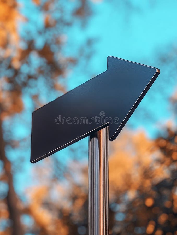 Arrow Sign Pointing Right Against Blue Sky Stock Photo - Image of ...