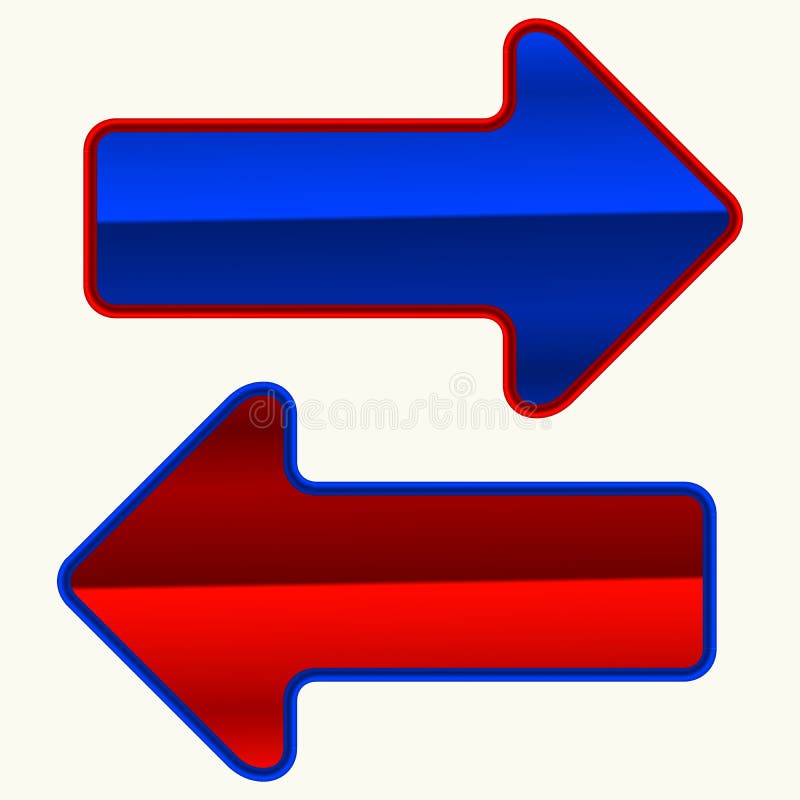 Arrow Sign in Red and Blue with Lights and Shadows. Stock Vector ...