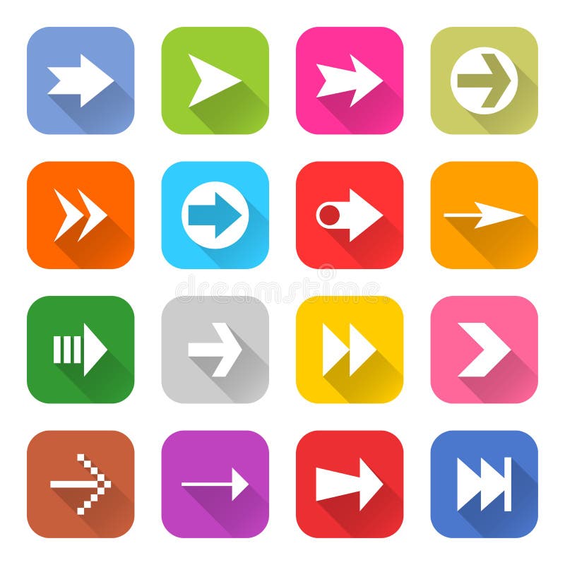 Arrow Sign Web Icon Set Flat Style Stock Vector - Illustration of green ...