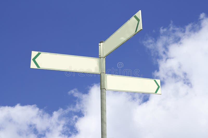 Yellow Sign with Split Arrows Stock Image - Image of yellow, traffic ...