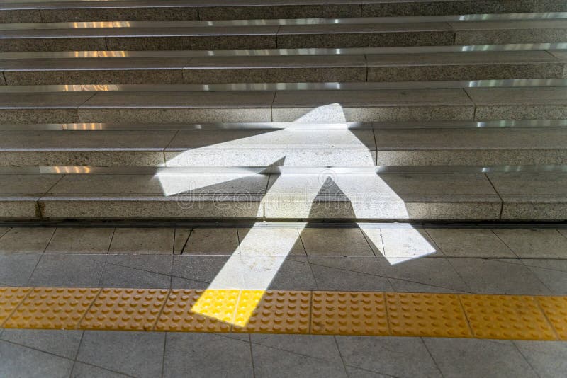 Arrow Signs for Directions are Projected Onto the Stairs by LED Light ...