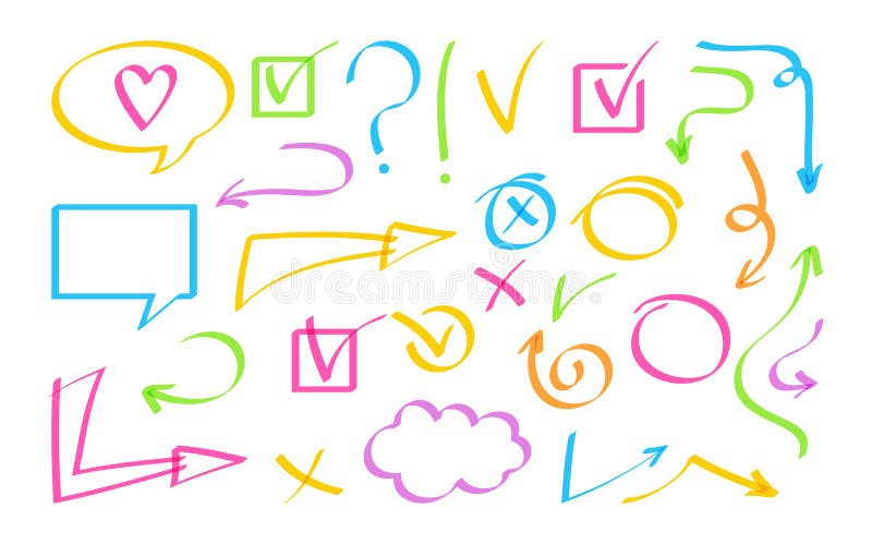 Arrow Speech Bubble Hand Drawn Design Element Set Stock Vector ...