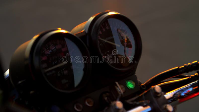 Arrow on the Speedometer. Speedometer on Motorcycle Dashboard. Close Up ...