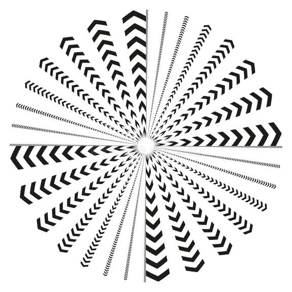 Arrow Spiral Vortex. Black Dynamic Flow. Motion Art Symbol. Vector ...