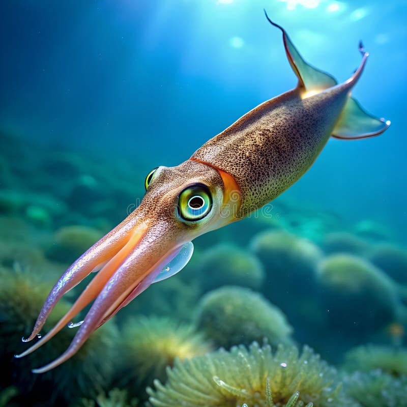 Arrow Squid screams school stock illustration. Illustration of ocean ...