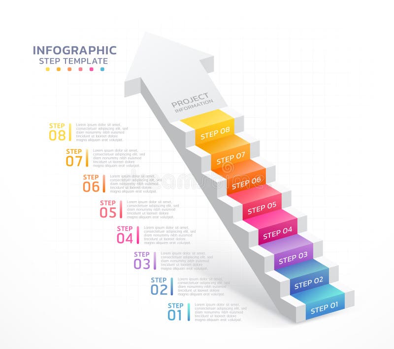 Arrow Staircase Infographic Steps Template Background Stock Vector ...
