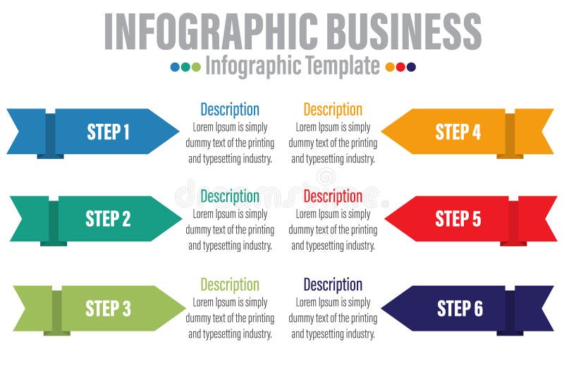Arrow 6 Step or Six Option Business Data Visualization. Abstract ...