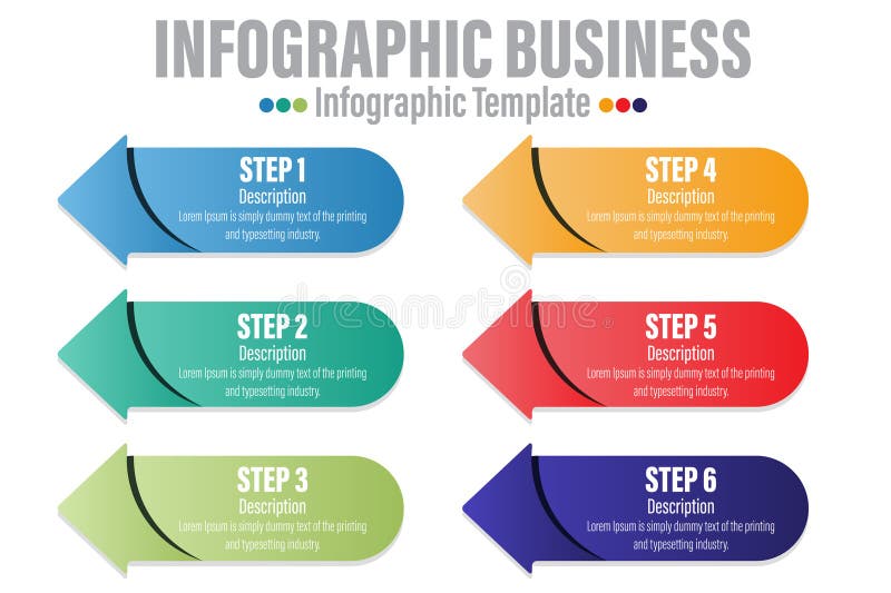 Arrow 6 Step or Six Option Business Data Visualization. Abstract ...