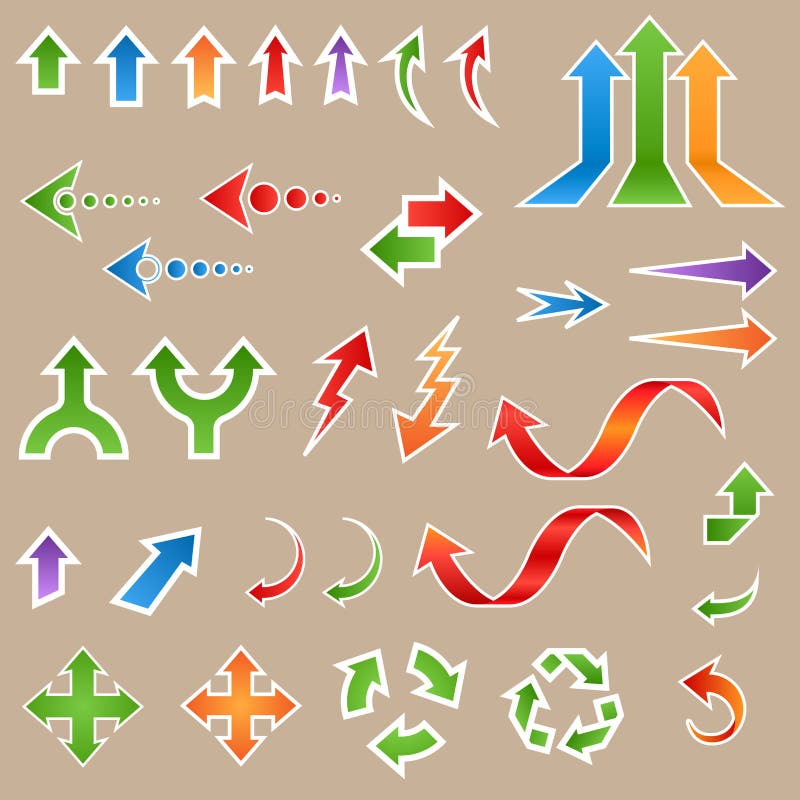 Arrow Stickers Set. Isolated Stock Vector - Illustration of arrowheads ...