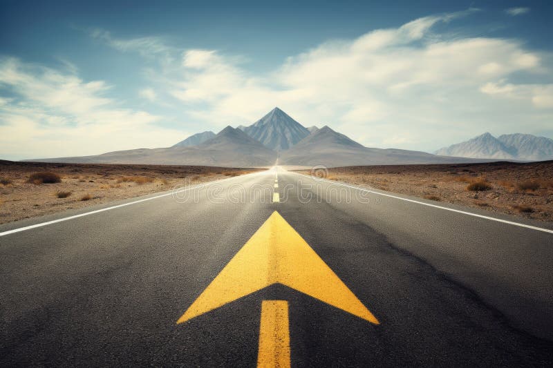 Arrow on Asphalt Road stock illustration. Illustration of ...