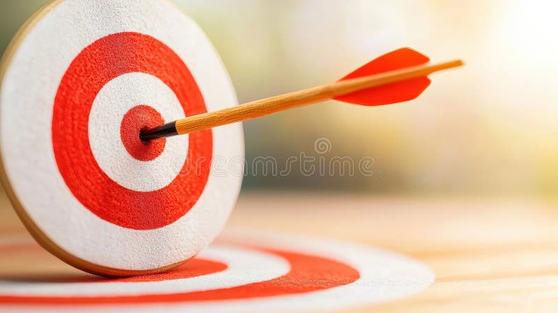 Arrow Strikes Center of Target in Soft Natural Light Stock Illustration ...