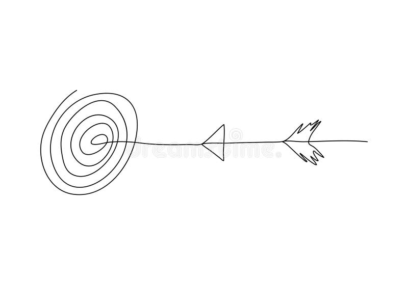 Arrow Strikes the Target, One Line Drawing Vector Illustration. Stock ...