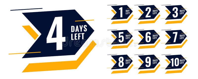 Arrow Style Number of Days Left Promotional Banner Set Stock Vector ...