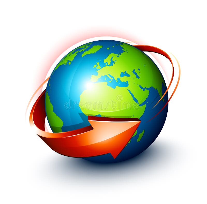 Arrow surrounding Earth stock vector. Illustration of globe - 13597086