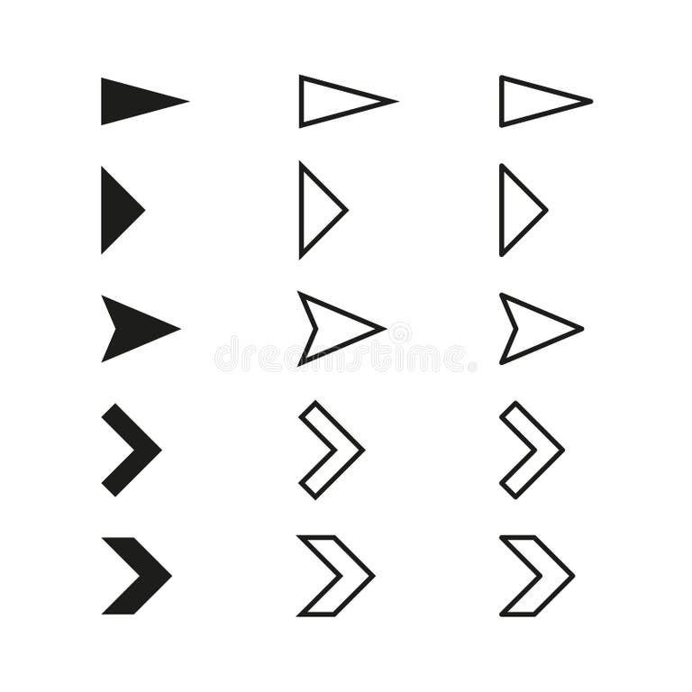 Arrow Symbol Set. Geometric Direction Icons. Abstract Pointer Shapes ...