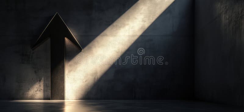 Arrow Symbolizing Direction and Progress Illuminated by Dramatic Light ...