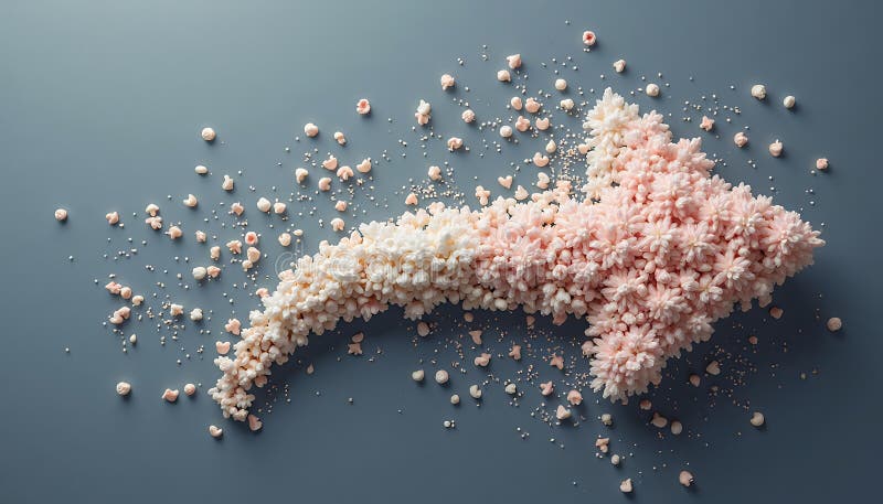 Arrow Symbolizing Growth with Pink and White Particles on Grey ...