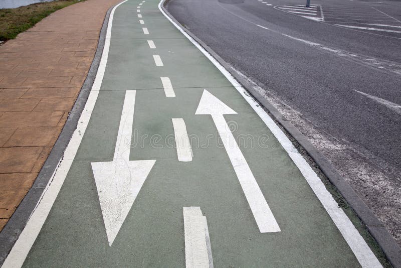Arrows on Cycle Path stock image. Image of bike, lane - 191797217