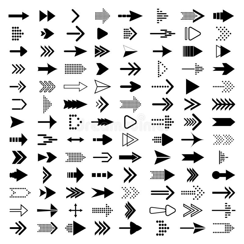 Arrow Symbols. Pointer and Recycle Signs. Different Forms. Vector ...