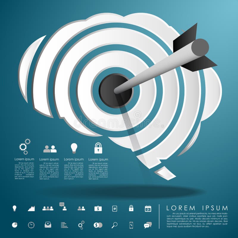 Arrow on Target Brain with Business Icon Stock Vector - Illustration of ...