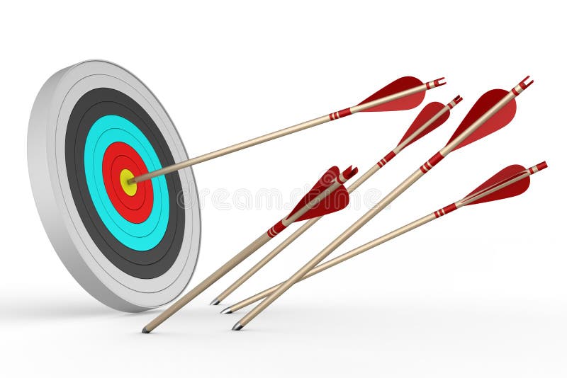 Arrow and Target on White Background. Isolated 3D Illustration Stock ...