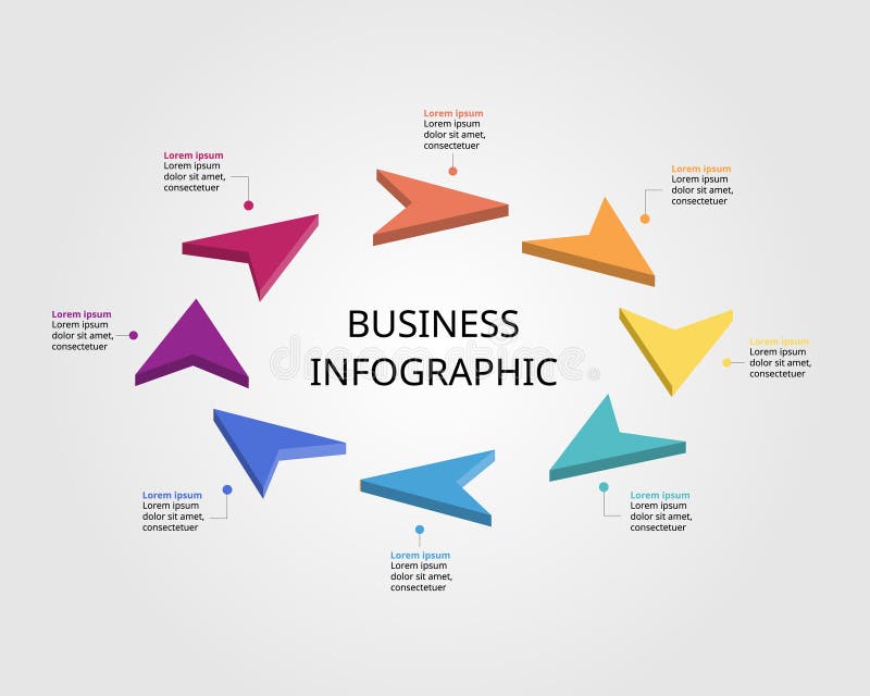8 Arrow Template for Infographic for Presentation for 8 Element Stock ...