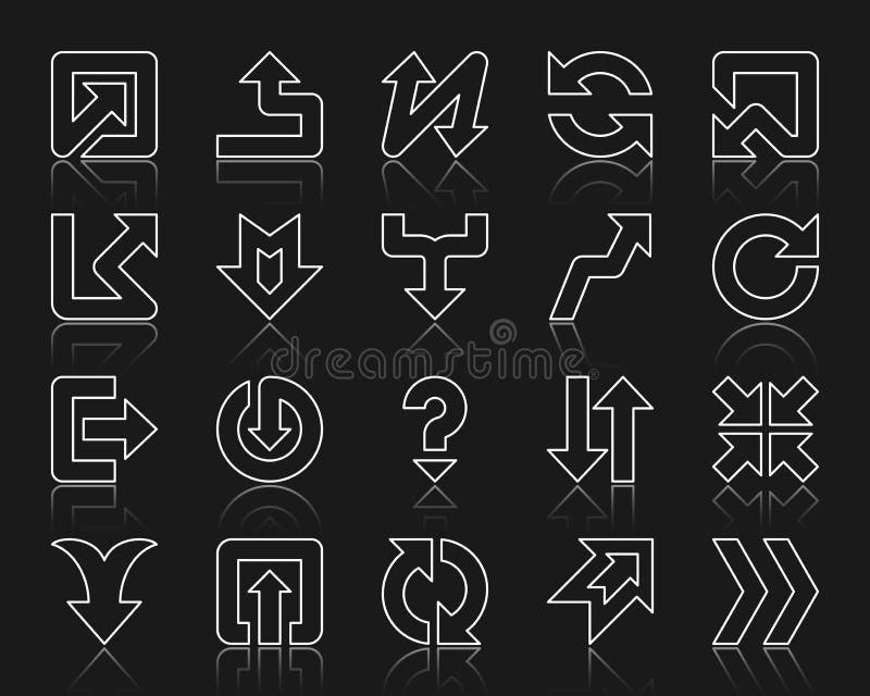 Arrow Sign Simple White Line Icons Vector Set Stock Vector ...