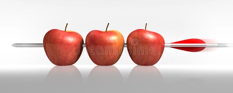 Arrow Three Apples a Hit in White Stock Illustration - Illustration of ...