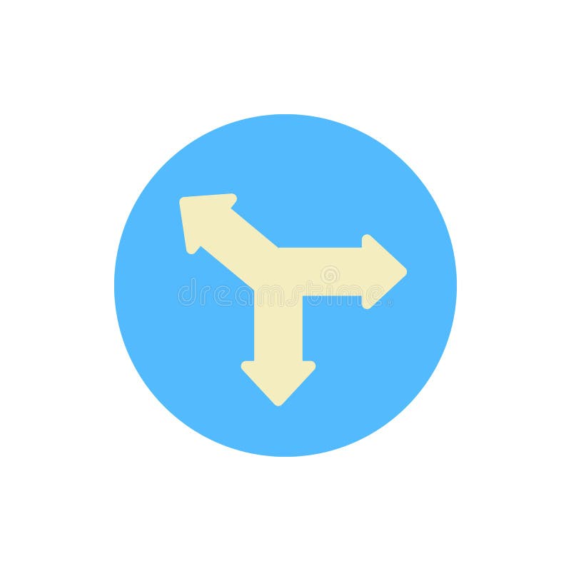 Three Way Direction Arrow Vector Icon. Road Direction Illustration ... Three Way Direction Arrow Vector Icon. Road Direction Illustration ...
