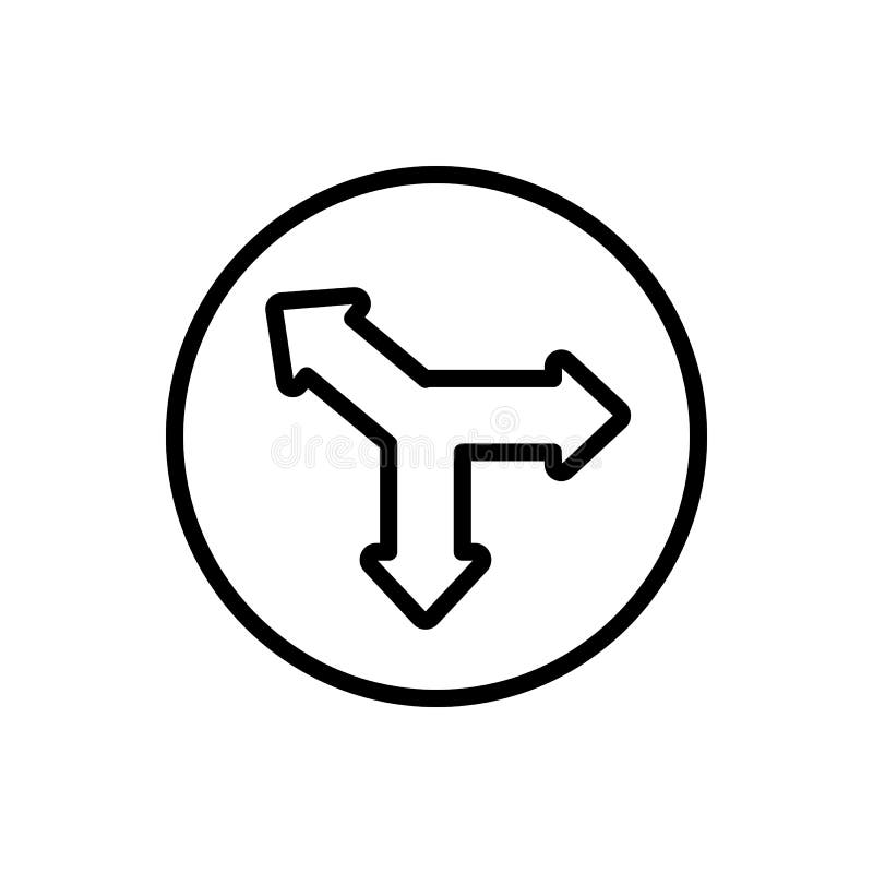 Three Way Direction Arrow Vector Icon. Road Direction Illustration ... Three Way Direction Arrow Vector Icon. Road Direction Illustration ...