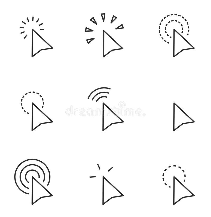 Arrow Tools Computer Interface Button Collection Of Vector Isolated Characters Stock Vector