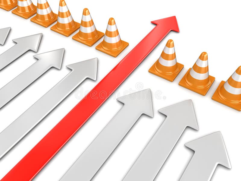 Arrow and traffic cones stock illustration. Illustration of engineer ...