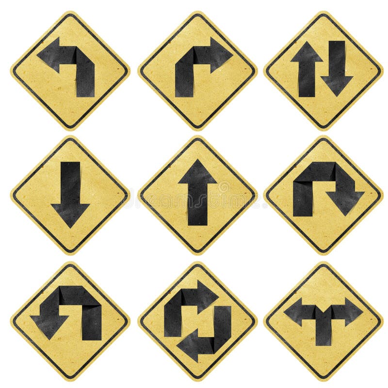 Arrow and Traffic Sign Recycled Paper Stock Illustration - Illustration ...