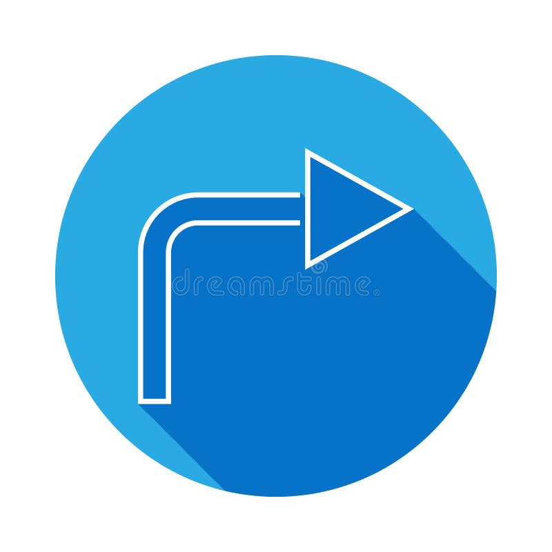 Arrow Turn Right Icon with Long Shadow. Thin Line Icon for Website ...