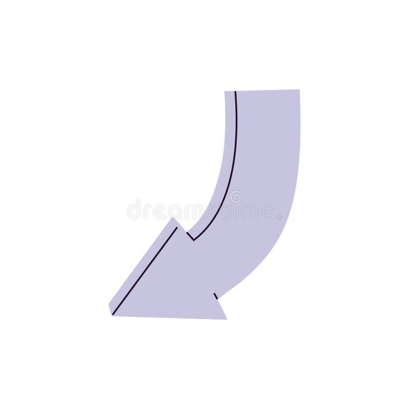 Arrow of Twist, Turn. Curved Line with Cursor Showing Bending of Way ... Arrow of Twist, Turn. Curved Line with Cursor Showing Bending of Way ...