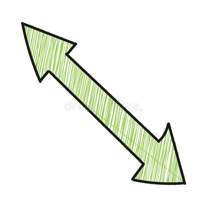 Arrow with Two Directions with Shading in the Style of Doodle. Vector ...