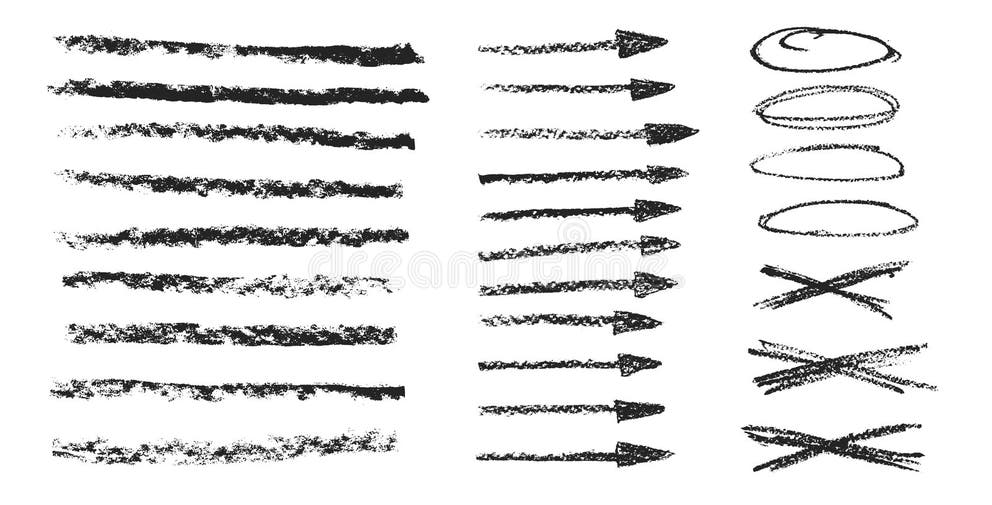 Arrow, Underline Doodle Set. Straight Thin Pointers, Brush Strokes ...