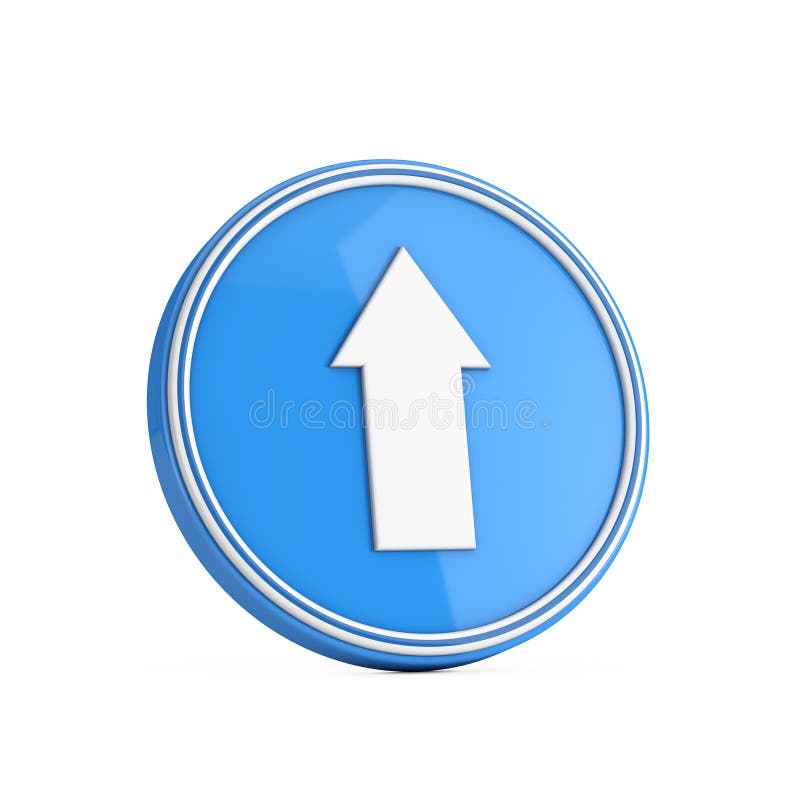 Arrow Up Direction Icon in Blue Circle Button. 3d Rendering Stock Image ...