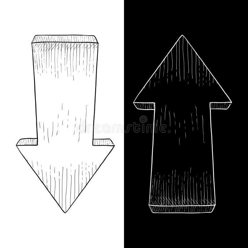 Arrow Up and Down. Hand Draw Sketch Stock Vector - Illustration of ...