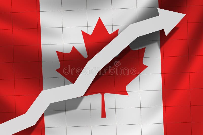 Arrow Up on the Flag of Canada As Background Stock Illustration ...