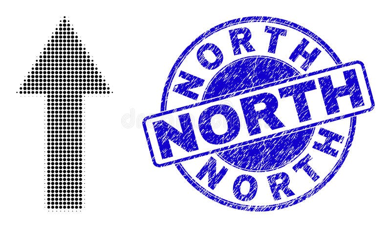 Arrow Up in Halftone Dot Style with Blue Grunge North Seal Stock ...