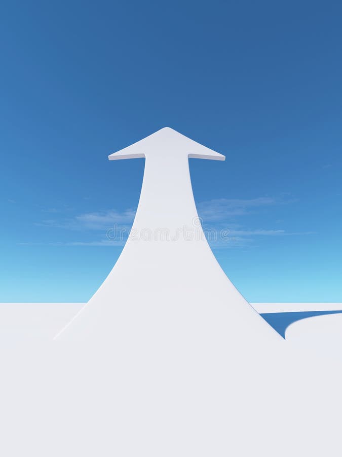 White arrow rising up. stock illustration. Illustration of income ...