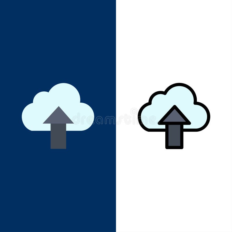 Arrow, Upload, Up, Cloud Icons. Flat and Line Filled Icon Set Vector ...