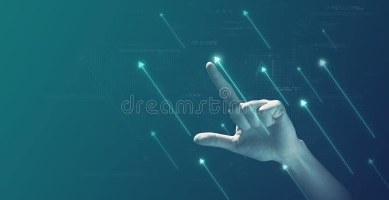 Arrow Upper Icon on Hands Increase Performance. Investment Growth Stock ...