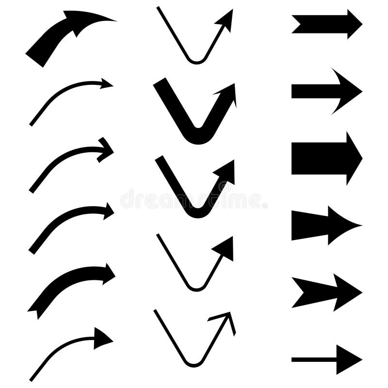 Arrow Variations Set. Curved and Straight Forms. Geometric Path Styles ...