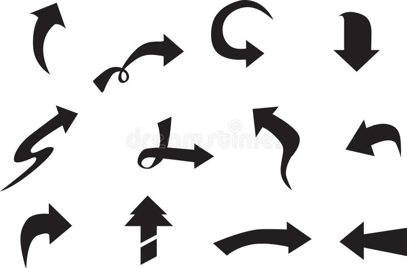 Black Random Arrow Direction Set Stock Vector - Illustration of black ...