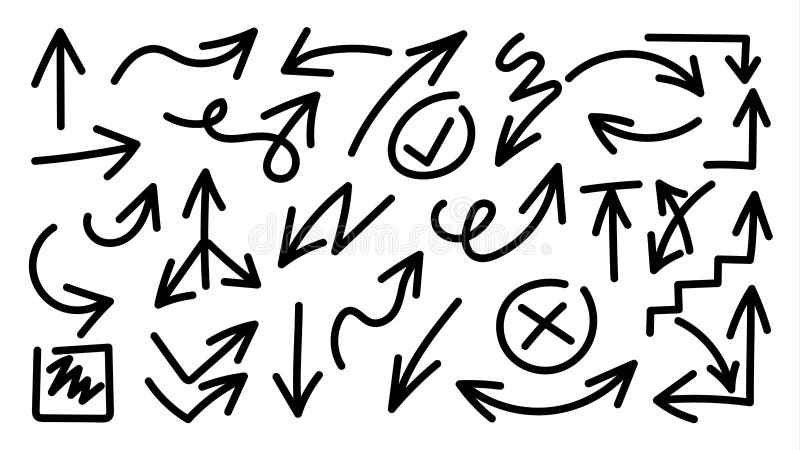 Arrow Vector Doodle. Hand Drawn Sketch Arrows Design. Stock ...