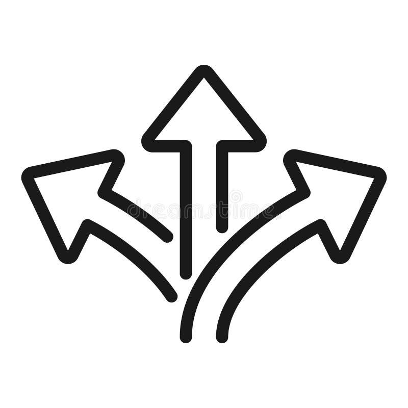 Arrow Way Line Icon. Three Arrow and Road Direction Vector Illustration ...