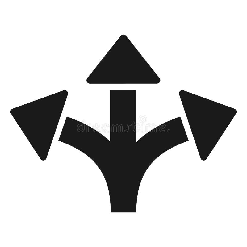 Arrow Way or Three-way Icon. Three Arrow and Road Direction Vector ...